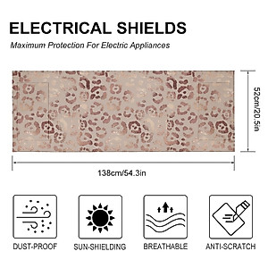 Rose Gold Leopard Pattern Washing Machine Dryer Top Cover Refrigerator Fridge Dust-Proof Cover with Storage Pockets Bags Sunscreen Cover Kitchen Christmas Decor