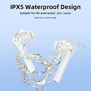 Muzzai Wireless Earbuds Bluetooth Headphones,32H Music Playtime IPX5 Waterproof Wireless Ear Buds,Touch Control Bluetooth Earbuds with Mic,Stereo Sound High and Low Voice Calls,for iPhone Android