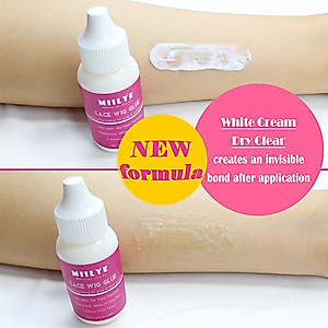 Wig Adhesive Glue, Invisible Waterproof MIILYE Hair Replacement Bonding Glue, Strong Hold for Lace Front Wig and Poly Hairpieces, Toupee, Cosmetic Hair Systems (Wig Glue for Lace Front Wig 1.3 fl oz)