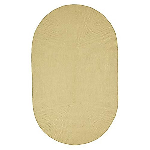 BLUENILEMILLS Tintoretto Braided Area Rug, Gorgeous, Soft, Durable, Reversible, Indoor/Outdoor, Vintage, Solid, Cream, 4' x 6' Oval