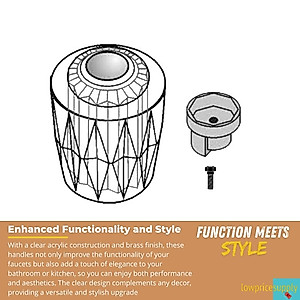 Generic Shower Handles with Adapter fits Valley, Eljer Tub, Shower Handles with Adapter - Clear Acrylic, 3" Height D Broach, Universal Fit for Various Faucets, Exact OEM Style Match - Pair