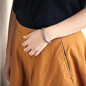 LiZiFang Natural Terahertz Wave Gemstone Round Beads Healing Bracelet 6mm