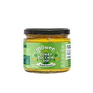 Growee Foods Indian Style Curry Zucchini Chip Dip & Spread – Creamy Salsa & Hummus Alternative – Dairy-Free Queso, Vegan Mayo & Salad Dressing Substitute – Gluten-Free, Nut-Free, Non-GMO – 12 oz