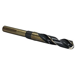 Drill America 5/8" Reduced Shank High Speed Steel Black & Gold Contractor Drill Bit with 3-Flat 1/2" Shank, KFD3F Series