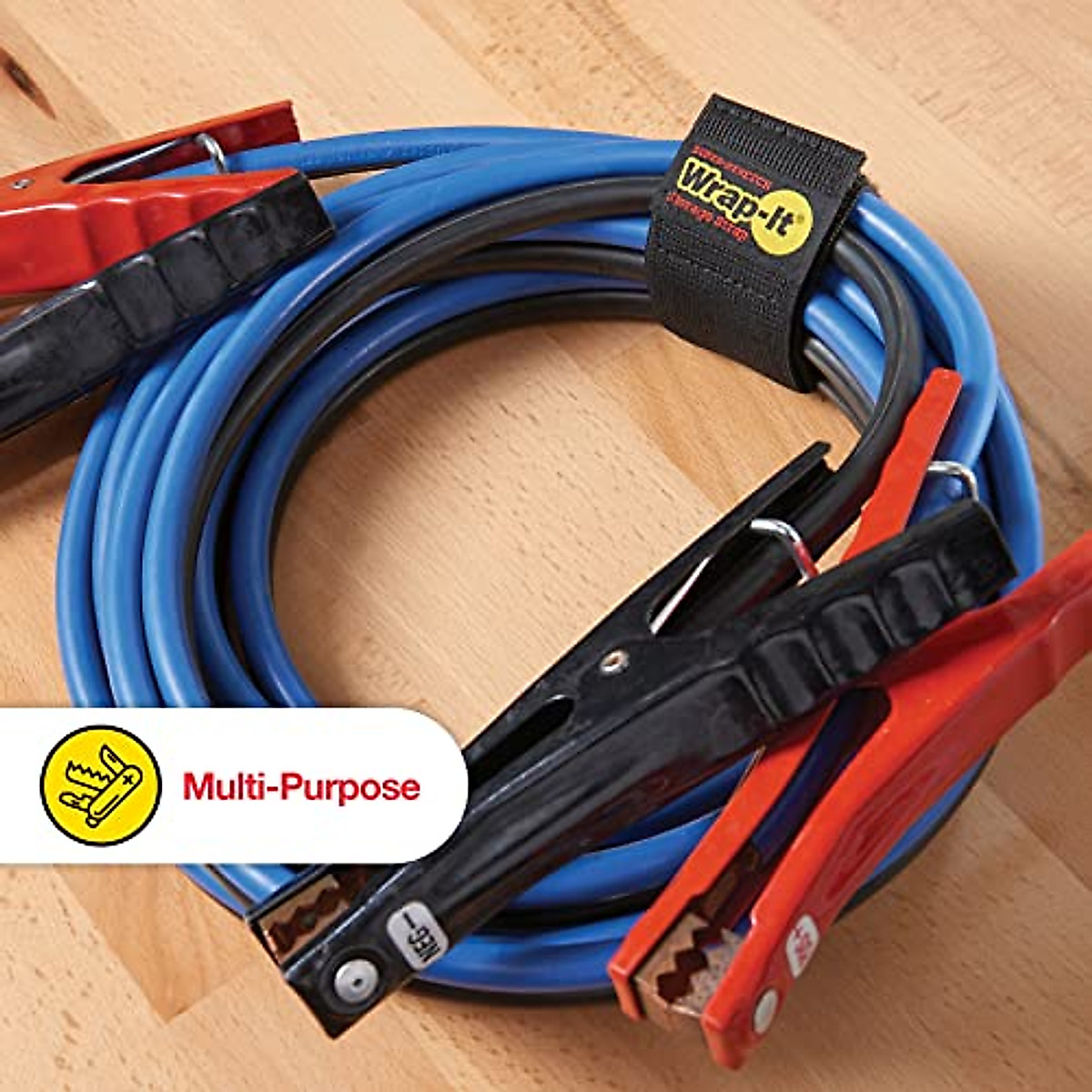 Wrap-It Storage Super-Stretch Straps, 12" (8 Pack) - Elastic Hook and Loop Cinch Straps - Reusable Extension Cord Organizer, Cable Ties, Hose Storage, Accessories Holder for Garage Organization