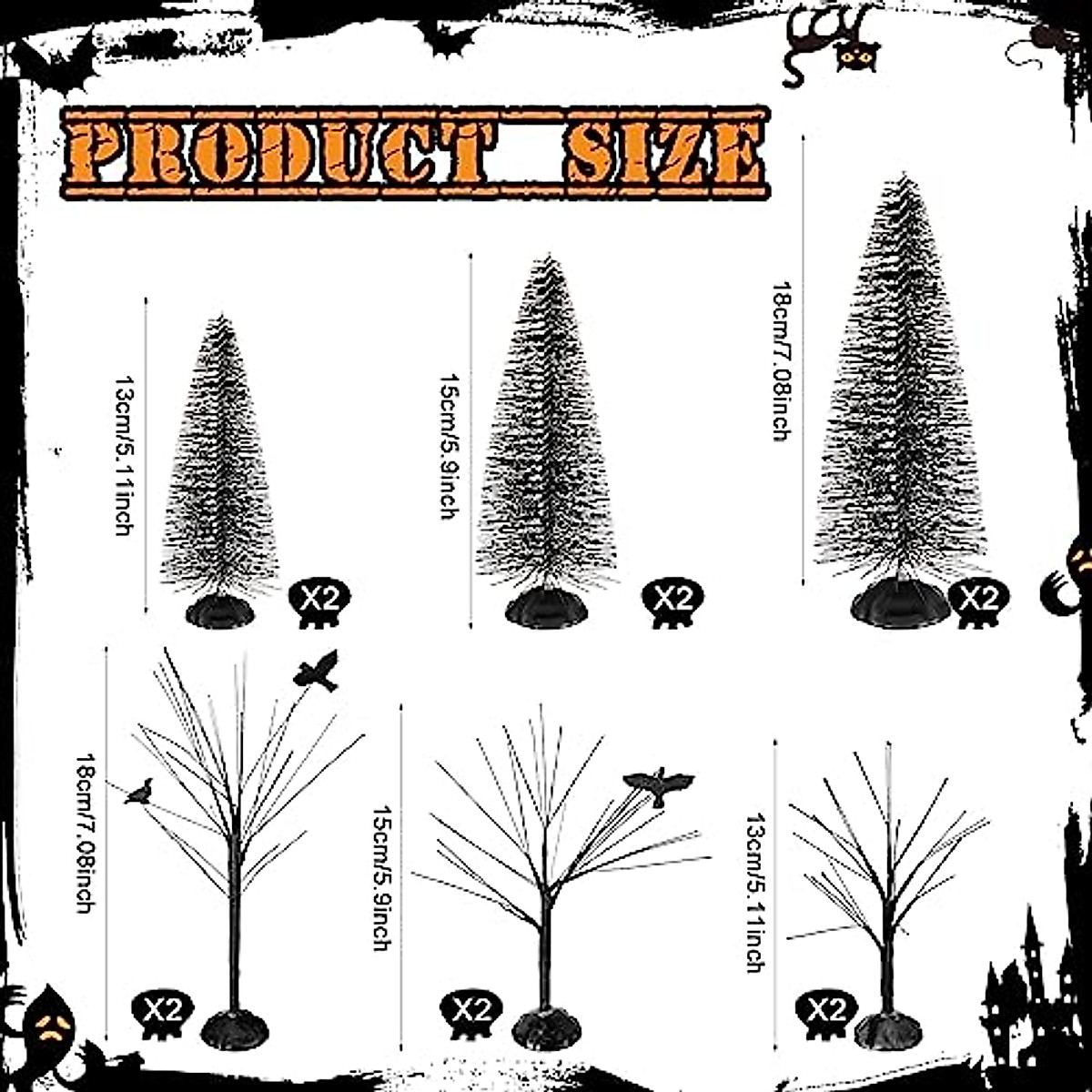 12 Pieces Christmas Village Trees Tabletop Mini Snow Model Frost Bottle Brush Trees Halloween Winter Tabletop Displays Miniature Village Christmas Decor Accessory Figurine(Classic Style)