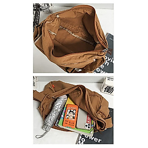 Vintage Canvas Messenger Bag for Men Women Crossbody Bag Satchel Shoulder Bag Harajuku Streetwear (White)