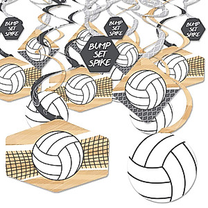 Big Dot of Happiness Bump, Set, Spike - Volleyball - Baby Shower or Birthday Party Hanging Decoration Swirls - Set of 40
