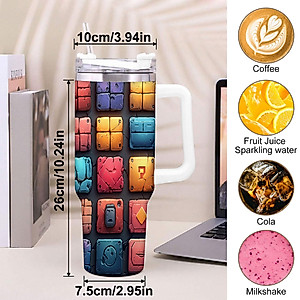 FOCIUZTA Cartoonish Pixel Art Tumbler with Lid, Travel Coffee Cup, Ideal for Easter, Gaming Enthusiast, Mother Day, and Birthday Gifts