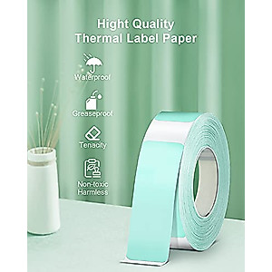 POLONO Thermal Label Maker Tape Replacement Compatible with D30, P10 E1, L1, Q1 Label Printer, Not for POLONO P31S, 15mmx40mm/0.5x1.57inch, 180 Labels/Roll, P10 Thermal Printing Label Paper (Green）