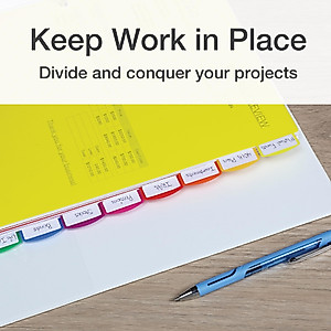 Oxford Plastic Binder Dividers, 8 Tab, Insertable Multicolor Tabs, Letter Size, 6 Sets (89601)