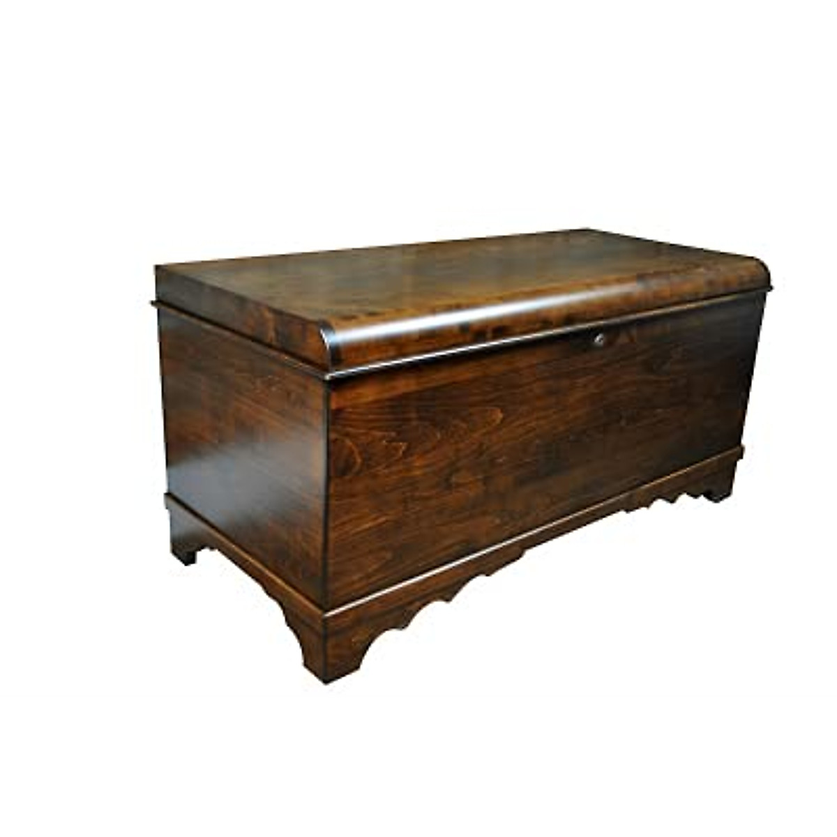 46" Cedar Hope Chest with Waterfall Top – Amish Cedar Chest w/ Anti-Slam Hinges – Hope Chest with lock – Blanket Chest - Cedar Chests and Trunks for Blankets (Brown Maple Wood, Asbury Stain)