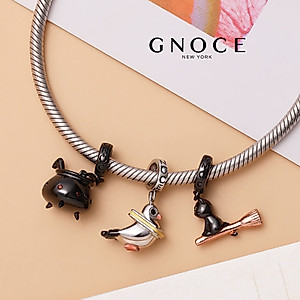 GNOCE Witch Cauldron Pendant Charm 925 Sterling Silver with Ruby Gemstones Dangle Charms Bead For Bracelets/Necklace Jewelry Gift For Women Wife