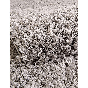 Rugs.com - Über Cozy Solid Shag Collection Rug – 8' x 11' Cloud Gray Shag Rug Perfect for Living Rooms, Large Dining Rooms, Open Floorplans