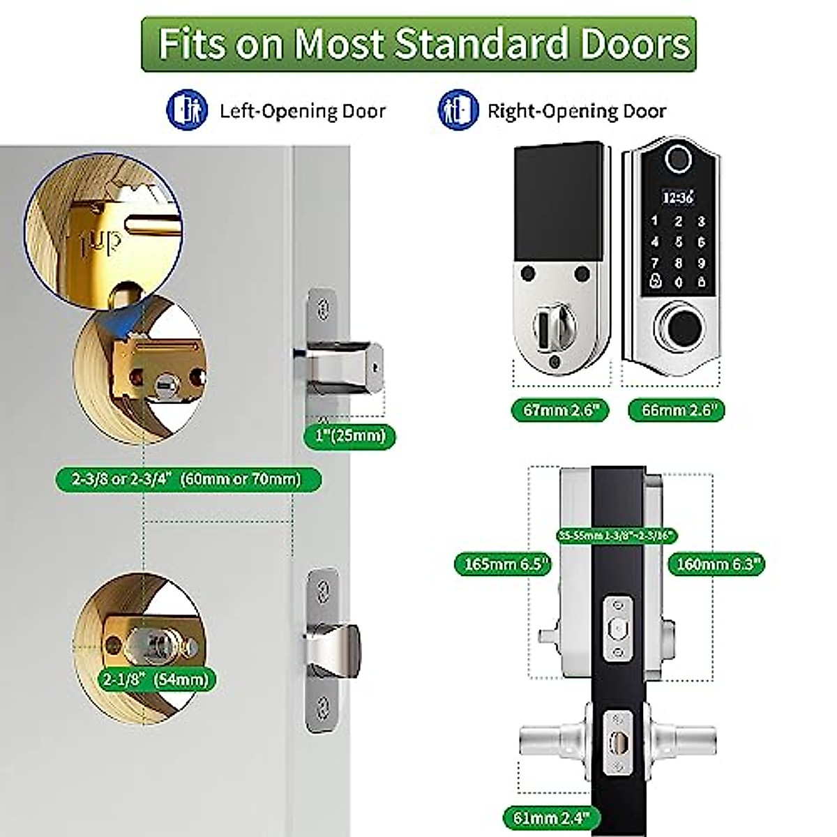 Harfo Fingerprint Door Lock with 2 Lever Handles, Smart Door Lock, Keyless Entry Door Lock, Door Locks with Keypads, Front Door Lock Set, Keypad Door Lock with Handle (Satin Nickel)