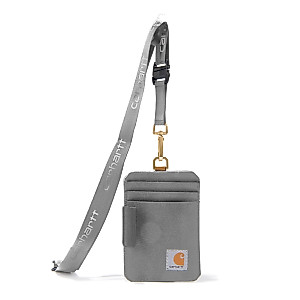 Carhartt unisex adult Nylon Duck Id Holder and Lanyard, Water-repellent Canvas Id Holder With Reflective Lanyard Wallet, Nylon Duck (Gravel), One Size US