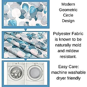 Serafina Home Mineral Blue Teal Modern Fabric Shower Curtain for Bathroom: Cascading Water Splash Pattern of Turquoise, Aqua, and White