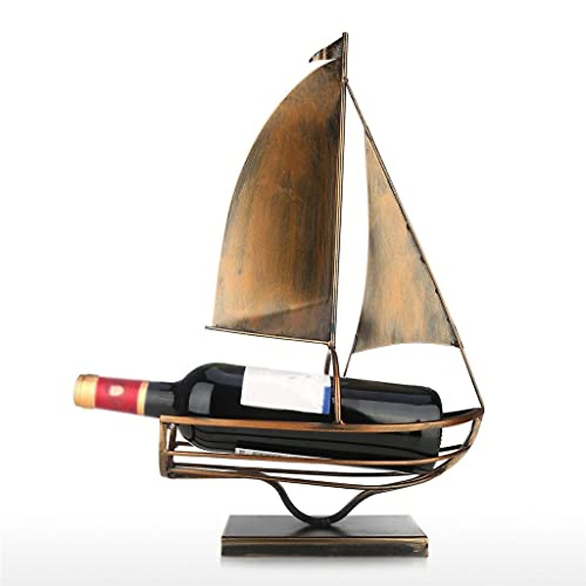 SEASD Sailing Wine Bottle Holder Iron Art European Creative Wine Rack Bottle Storage Holder Home Decoration