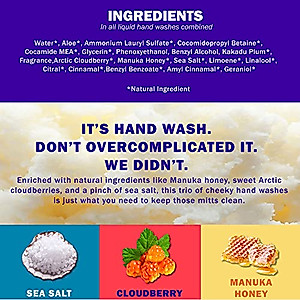 Nudy Rudy - Liquid Hand Wash Bundle - Berrylicious, Hunny Bunny, & Sea. Salt. Suds. - Manuka Honey - Cloudberries - Sea Salt - Moisturizing Hand Soap - Skin Care - Men & Women - 16.9 fl oz - 3 Pack