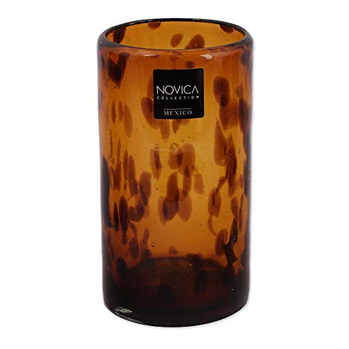 NOVICA Hand Blown Brown Recycled Glass Water Glasses,12 Oz 'Tall Tortoise Shell' (Set Of 6), Extra large, (15912)