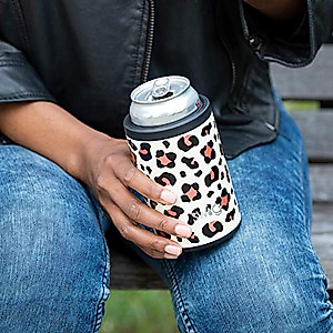 Swig Life Standard Can + Bottle Cooler, Stainless Steel, Dishwasher Safe, Triple Insulated Can Sleeve for Standard Size 12oz Cans or Bottles in Luxy Leopard Print