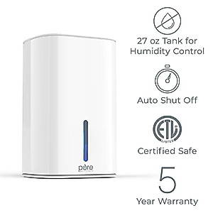 Pure Enrichment® PureDry™ Mini Dehumidifier - Compact Water Tank Eliminates 300ml/day in Excess Moisture from Closets, Bathrooms, Boats, Kitchens and Other Small Rooms and Living Spaces