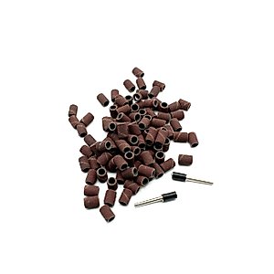 TEMO 100 pc 1/4 Inch Sand Drum Grit 240 Fine with 2 pc 1/8 Inch Mandrel for Dremel Rotary Tools