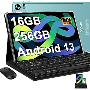 DMOAO Tablet 11 inch Android 13 Tablet 2023 Latest 16GB+256GB Tablets with 1TB Expand, 2000 * 1200 2K Display, 13MP Camera, 8600mAh, Quad Speakers, Split Screen (Gray with Advanced Keyboard, Mouse)
