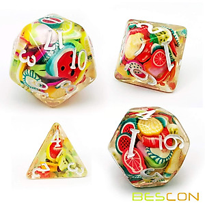 BESCON DICE Fruit Polyhedral Dice Set, Novelty RPG Dice Set of 7