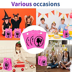 XUWAIDSGN 24 pieces Cute Girl Party Bags Black Princess Goodie Candy Treat Paper Bags Gift Bags Party Supplies for Cute Girl Themed Party… (Rose Red)