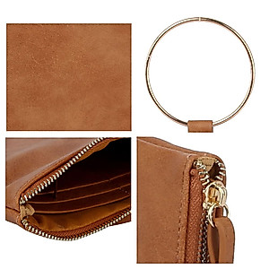 Wristlet Cellphone Purse, Lightweight Wallet for Women, Vegan Leather Clutch with Ring by Calin Collection (Red_Quilted)