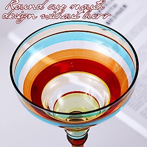 Colorful Painted Margarita Glass 270ml, Hand Painted Cocktail Glass Champagne Cup Margarita Wine Glasses for Birthday Wedding Daisy