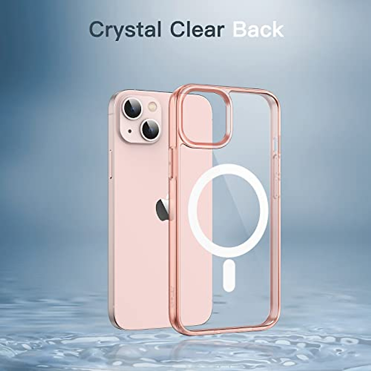 JETech Magnetic Case for iPhone 13 Mini 5.4-Inch Compatible with MagSafe Wireless Charging, Shockproof Phone Bumper Cover, Anti-Scratch Clear Back (Rose Gold)