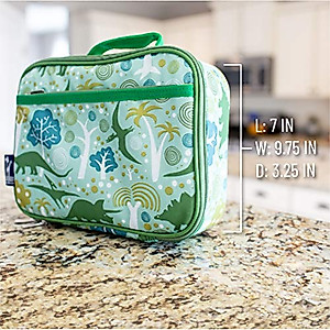 Wildkin Kids Insulated Lunch Box Bag for Boys & Girls, Reusable Kids Lunch Box is Perfect for Early Elementary Daycare School Travel, Ideal for Hot or Cold Snacks & Bento Boxes (Dinomite Dinosaur)