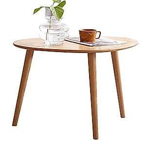 Vadisun Small Oval Coffee Table, Mid Century Modern Coffee Table for Living Room, 100% Solid Oak Wood Center Table, Minimalist Display Side Table (Original Wood Color, 25.59''x17.51''x19.68'')
