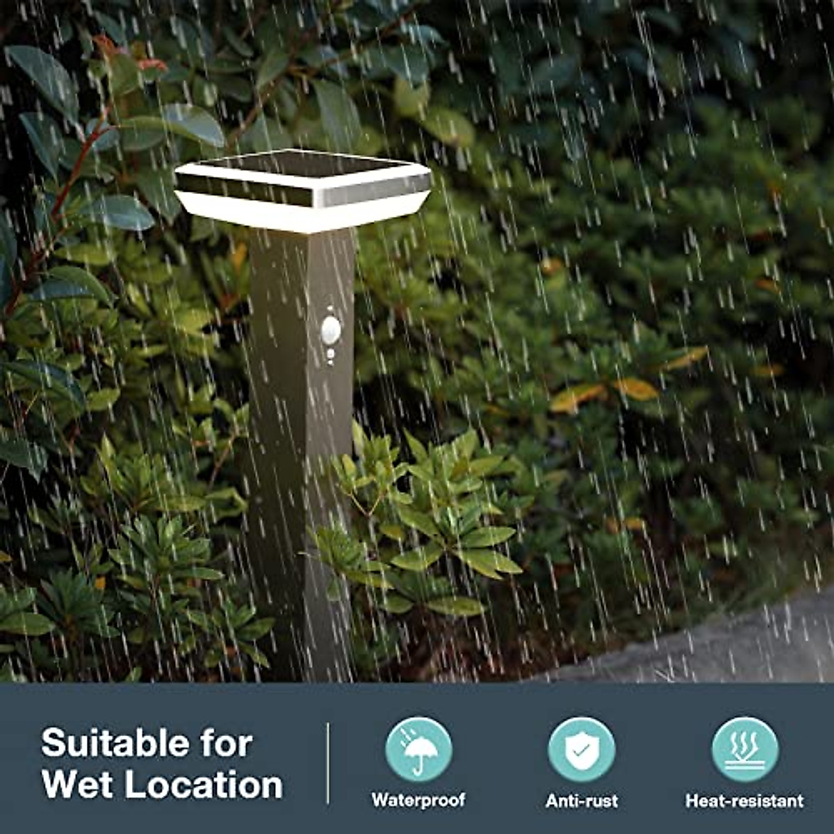 Lustrlach Solar Pathway LED Lights 24in,Motion Sensor Solar Landscape Lighting Outdoor Waterproof,Modern Bollard Lights Garden Lamp Stainless Steel 3000K for Walkway,Driveway,Step, Patio