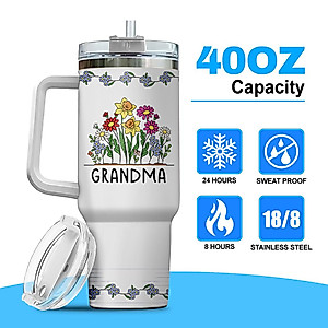 99OWL Grandma Floral Nutrition Facts, For Nana Tumblers Grandmas Cups Great Cup Granny Coffee Handle Water Sippy Flower Women Mom, Tumbler 40 Oz With Handle Lid And Straw, Grandma Gifts
