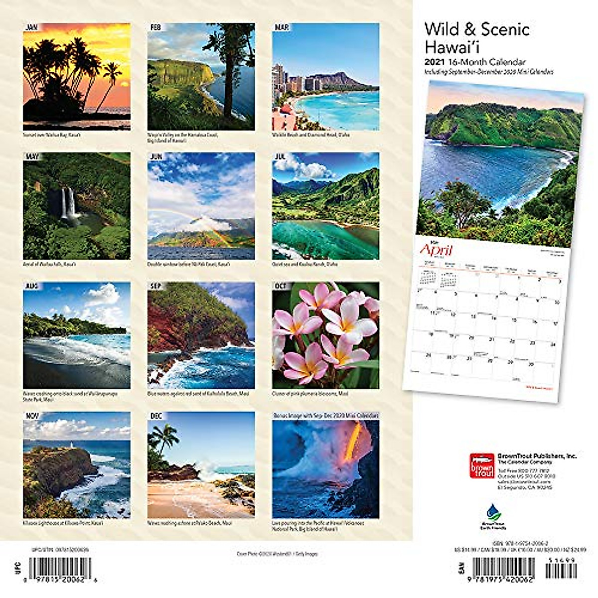 Wild & Scenic Hawaii 2021 Calendar: Foil Stamped Cover