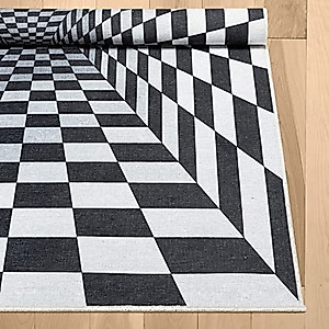 Well Woven Warp Hole Black & White 3D Vortex Optical Illusion 3'3" x 5' Bottomless Hole Area Rug