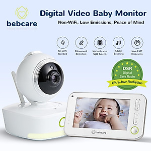 Bebcare Motion - Smart Video Baby Monitor: 4.3" Ultra-Clear Screen, 360° Pan-and-Tilt Camera, Temperature Sensor, Motion and Sound Alert, Auto Baby Tracking Camera (Without Breathing Sensor Mat)