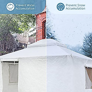Gazebo Accessories 10' x 12' Universal Winter Gazebo Cover for Hardtop Gazebos,Enclosed Cover with Sidewalls and Mesh Windows Waterproof (White) by domi outdoor living