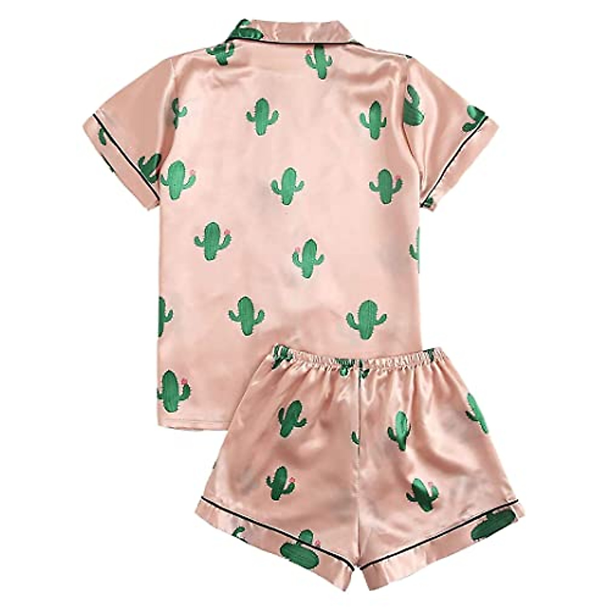 Avanova Women's Pajama Set Stain Cactus Print Short Sleeve Button Down 2 Piece Sleepwear Pink Catus Small