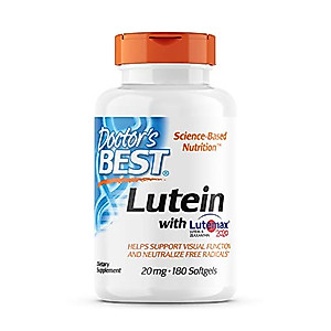 Doctor's Best Lutein Featuring Lutemax, Non-GMO, Gluten Free, Eye Health, 20 mg, 180 Softgels