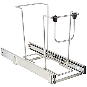 Knape & Vogt RS-PSW9-1-20-P 17 in. H x 8 in. W x D Steel in-Cabinet 20 Qt. Single Platinum Pull Out Trash Can