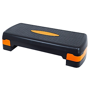 Fitvids Adjustable Workout Aerobic Stepper Step Platform Trainer, 27-Inch, Black/Orange