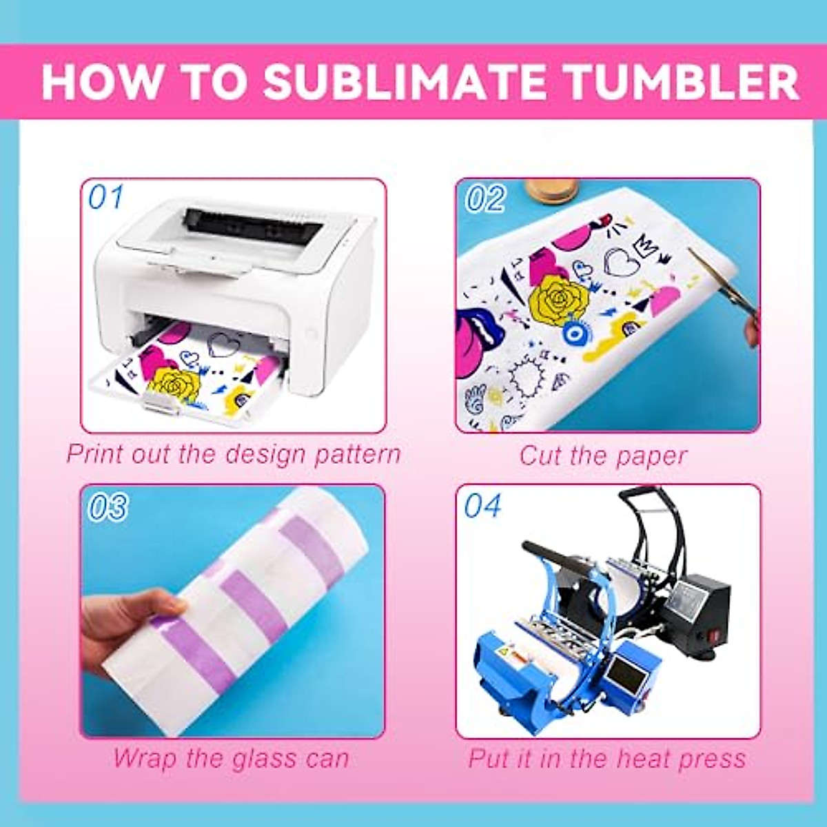 Kocdam 8 pack Sublimation Glass Cups with Bamboo Lid, 16oz Frosted Glass Cups with Lids and Straws, Sublimation Glass Blanks, Borosilicate Glasses for Beer, Juice, Soda, Iced Coffee, Drinks