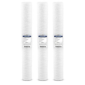 Hydronix HX-SWC-25-2005/3 Universal NSF String Wound Sediment Water Filter Cartridge 2.5" x 20"-5 Micron-3 Pack, White
