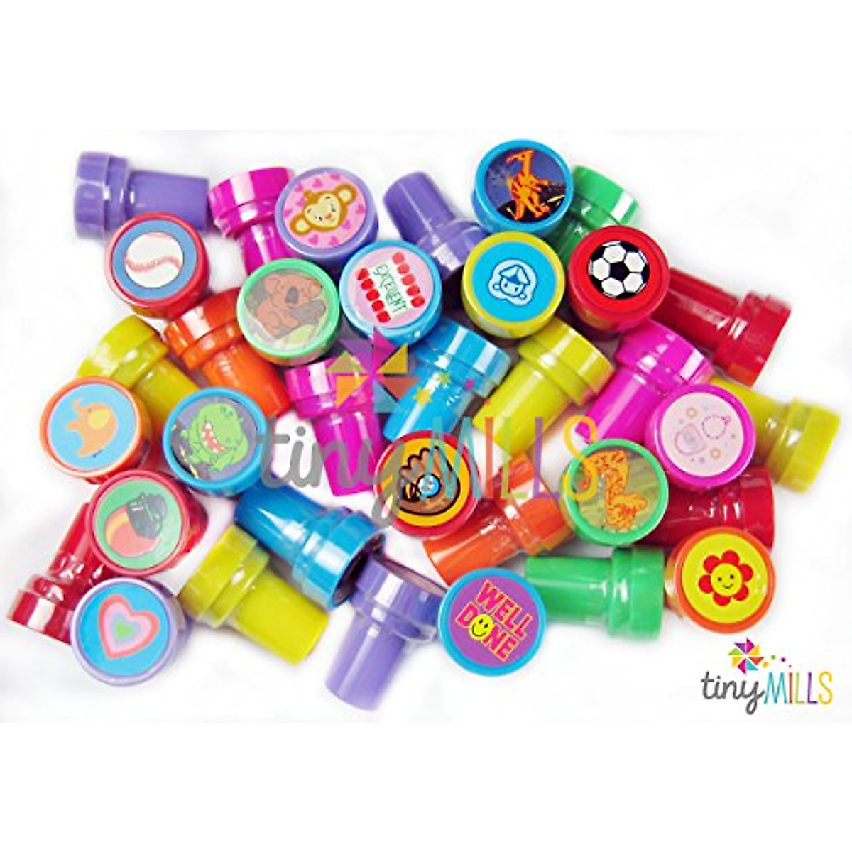 TINYMILLS 50 Pcs Assorted Stampers for Kids - Birthday Party Favors