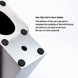 KAUKKO Stainless Steel Knife Holder, Modern Design Knife Block, Universal Knife Storage Organizer, Strong and Durable Knife Holder Counter-top Storage with Scissors-Slot (Knives Not Included)