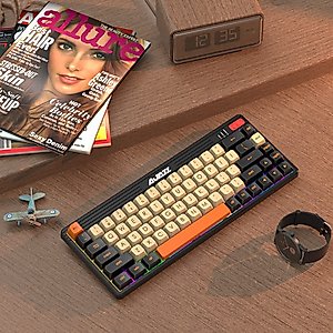 NACODEX 65% Bluetooth Mechanical Keyboard Hot Swappable Box Brown Switch, PBT SA Spherical Keycaps, Music Rhythm Customizable RGB, 2.4G/Type-C Mini Keyboard for PC Mac Window (Brown Switch)
